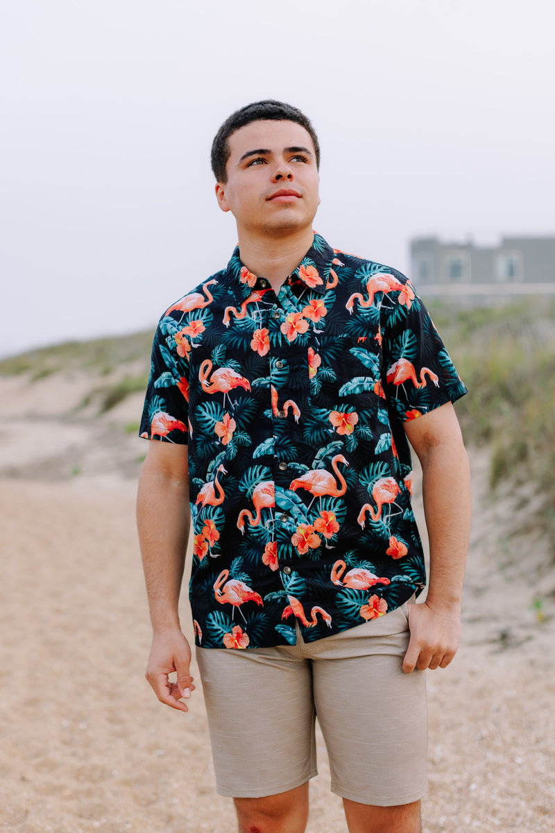 Mingo Short Sleeve Button Up Shirt - Black – CoastalEdge2120